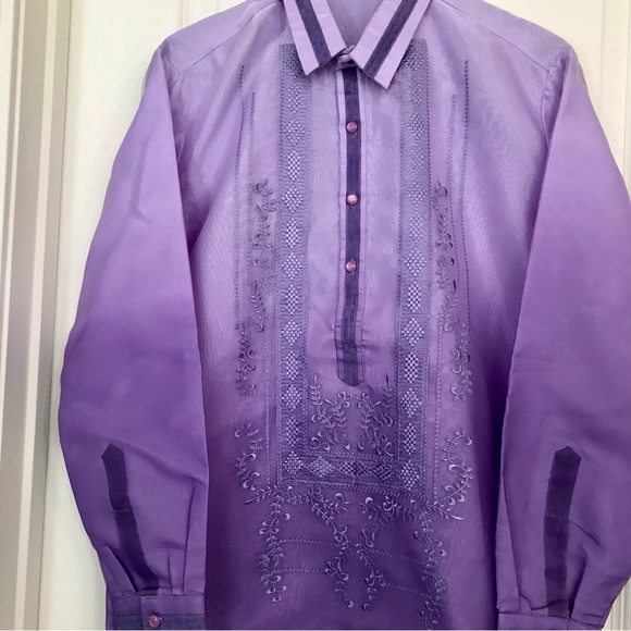 Shirts | Lavander Monochromatic Organza Barong Tagalog With Classic ...